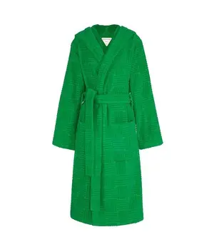 Bottega Veneta Intreccio Pattern Cotton Bathrobe - Grass