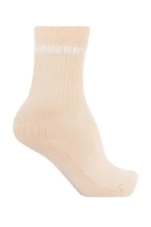 Burberry Logo Cotton Socks - Peach