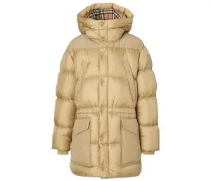 Burberry Logo Applique Puffer Coat - Honey