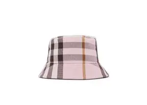 Burberry Logo Detail Check Bucket Hat - Pink/black