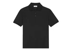 Saint Laurent Cassandre Cotton Pique Polo Shirt - Black