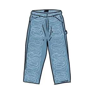 Supreme X Hysteric Glamour Snake Double Knee Denim Painter Pant - Blue