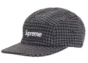 Supreme Houndstooth Wool Camp Cap - Black