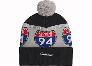 Supreme Interstate Reflective Beanie - Black