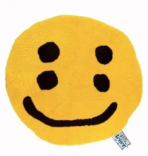 CACTUS PLANT FLEA MARKET Double Vision Smiley Rug - Yellow