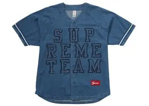 Supreme Denim Baseball Jersey - Blue