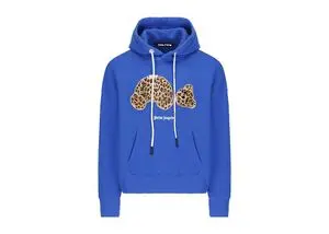 Palm Angels Leopard Kill The Bear Popover Hoodie - Blue/brown