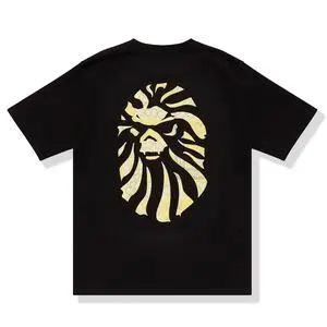 BAPE Black Paisley Ape Head Pocket Tee Shirt Black Yellow