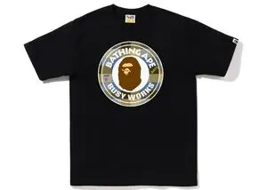 A BATHING APE Block Check Busy Works Tee Shirt (fw22) Black Beige