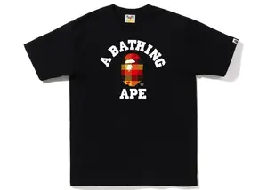 A BATHING APE Block Check College Tee Shirt (fw22) Black Red