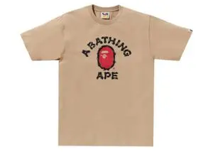 A BATHING APE Brush College Tee Shirt - Beige