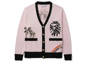 A BATHING APE Ape Head Embroidery Cardigan - Pink