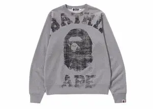 A BATHING APE Big College Crewneck Sweatshirt - Gray