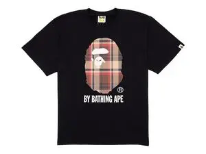A BATHING APE Check Bathing Ape Tee Shirt - Black/red