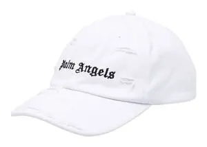 Palm Angels Ripped Logo Cap - White/black