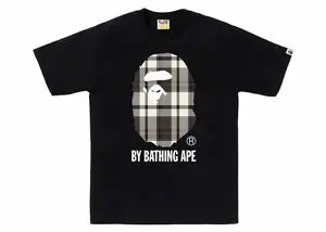 A BATHING APE Check Bathing Ape Tee Shirt - Black