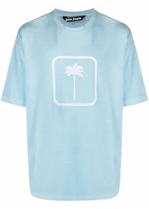 Palm Angels Pxp Tonal Palm Tree Print T-shirt - Turquoise White