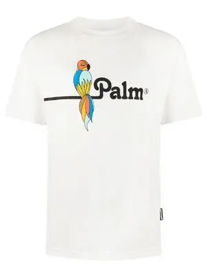 Palm Angels Parrot Logo Tshirt/in White/black/multi