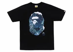 A BATHING APE Christmas Photo Ape Head Tee Shirt - Black
