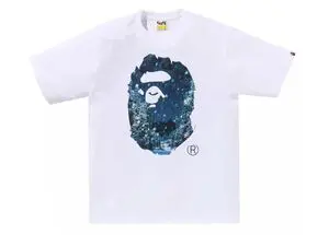 A BATHING APE Christmas Photo Ape Head Tee Shirt - White