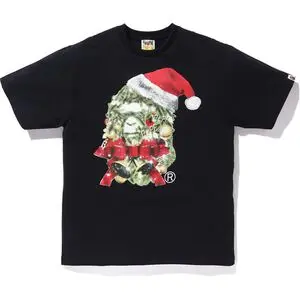 A BATHING APE Christmas Ape Head Tee Shirt - Black