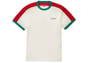 Supreme Shoulder Stripe Terry Short Sleeve Top - White