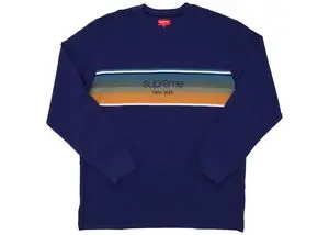 Supreme Shadow Stripe Long Sleeve Top - Navy Blue