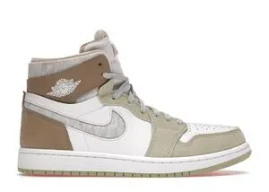 JORDAN Air Jordan 1 High Zoom Sneakers White/grey Heather/olive Aura