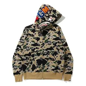 A BATHING APE Camo Shark Full Zip Hoodie - Yellow