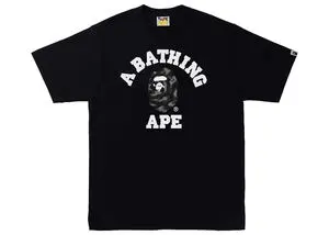 A BATHING APE Stroke Camo College Tee Shirt Black/black