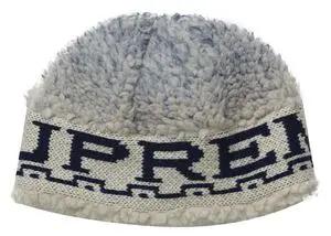 Supreme Sherpa Logo Beanie - Natural