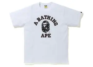 A BATHING APE Space Camo Print College Tee Shirt - White
