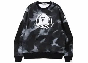 A BATHING APE Stroke Camo Relaxed Fit Crewneck Sweatshirt
