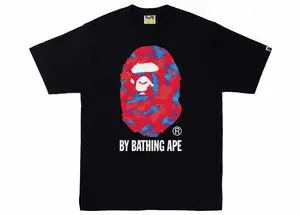 BAPE Stroke Camo By Bathing Ape Tee Shirt Black/red