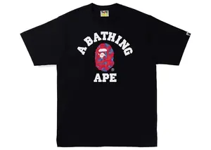 BAPE Stroke Camo College Tee Shirt Black/red