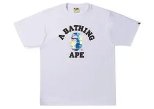 A BATHING APE Tie Dye College Tee Shirtin - White
