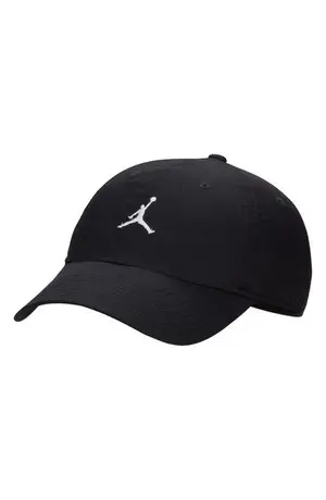 JORDAN Club Adjustable Unstructured Hat - Black/ Black/ White