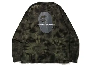 A BATHING APE Tie Dye One Point Pocket Relaxed Fit Long Sleeve Tee Shirt - Black