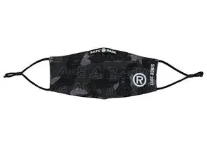 A BATHING APE Text Camo Mask - Black