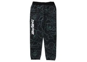 A BATHING APE Text Code Camo Sweatpants - Black