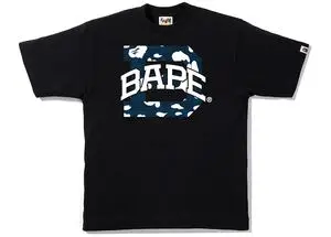 A BATHING APE Stripe Abc Camo Logo Tee Shirt Black/navy Blue