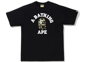 A BATHING APE Sta Camo College Tee Shirt - Black/yellow