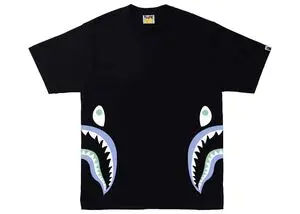 BAPE Text Code Camo Side Shark Tee Shirt - Black