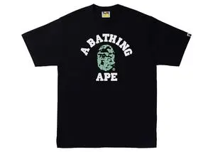 BAPE Text Code Camo College Tee Shirt - Black