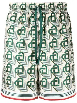 Casablanca Heart Monogram Silk Shorts