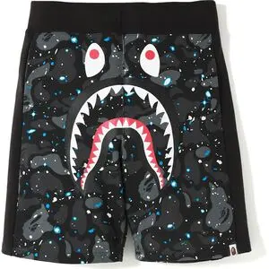 A BATHING APE Space Camo Shark Sweat Shorts - Black