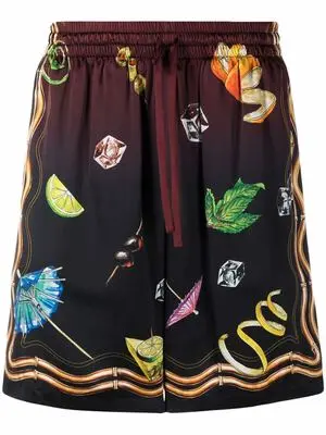 Casablanca Club Sunset Silk Shorts Red/multi