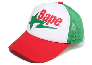 BAPE Sta Mesh Cap - Red Green White