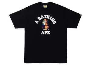 A BATHING APE Tie Dye College Tee Shirt - Black/navy Blue