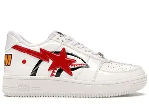 BAPE A Bathing Ape BAPEsta Shark Sneakers White/red